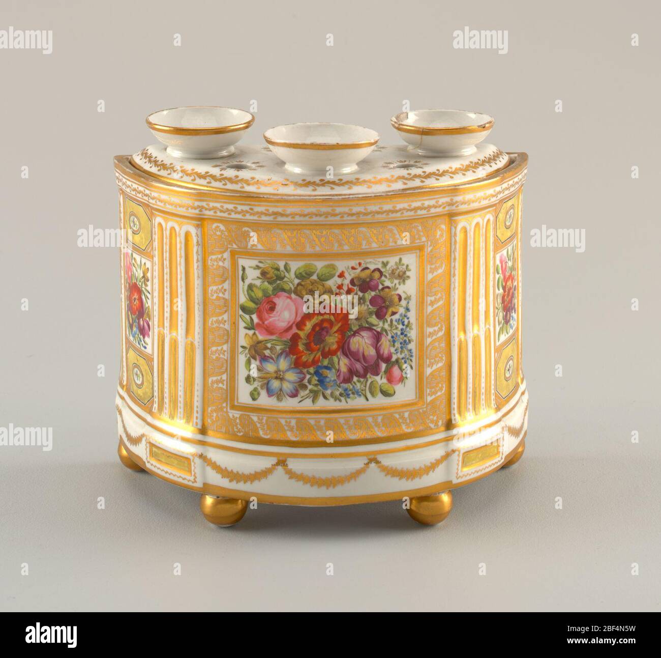 SemiCylindrical Bulb Pot with Ball Feet. Semi-cylindrical, on four ball ...