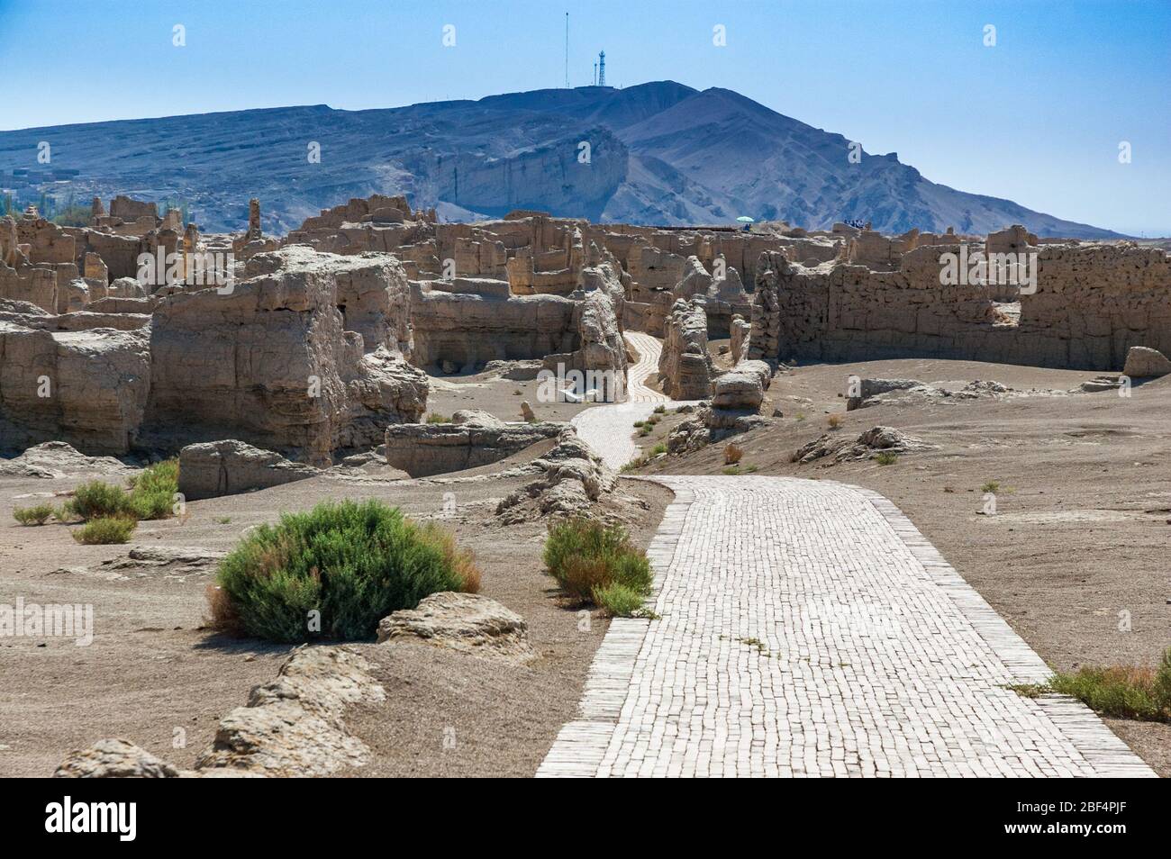 Ruins in the ancient city of Jiaohe a former Han garrison town near ...
