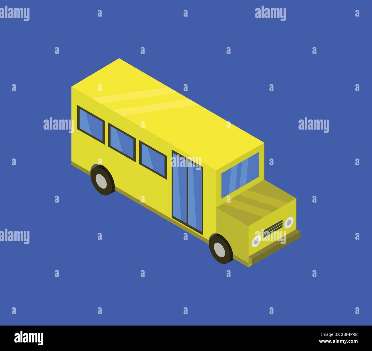 Isometric school bus icon illustrated in vector on white background ...