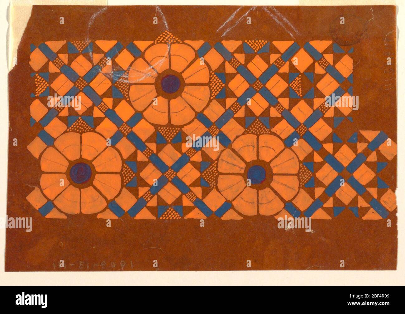 Design for a Woven Fabric. Blossom rosettes straggered in alternate ...