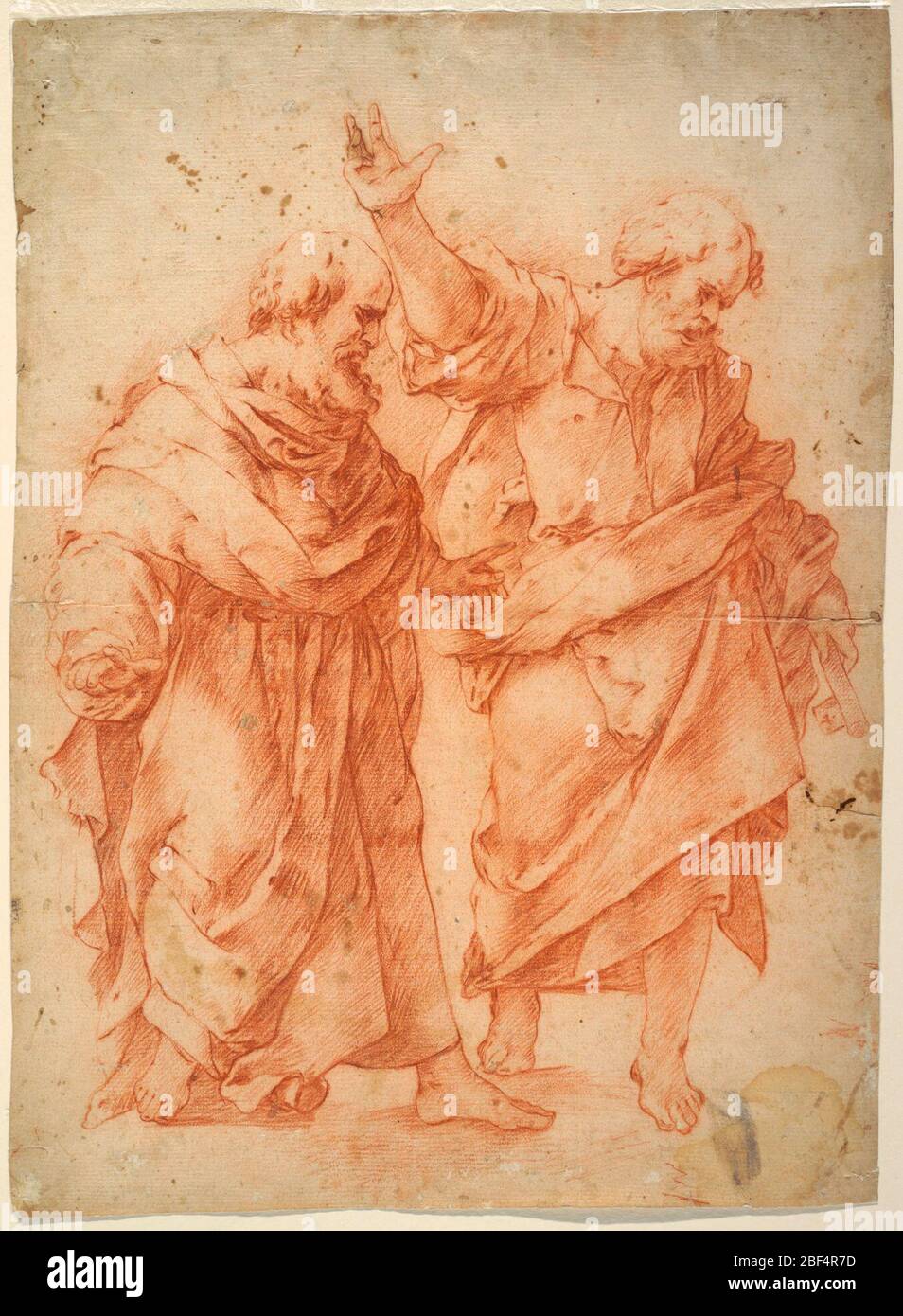 Two Apostles. Vertical rectangle. Figure of Saint Peter, holding key ...