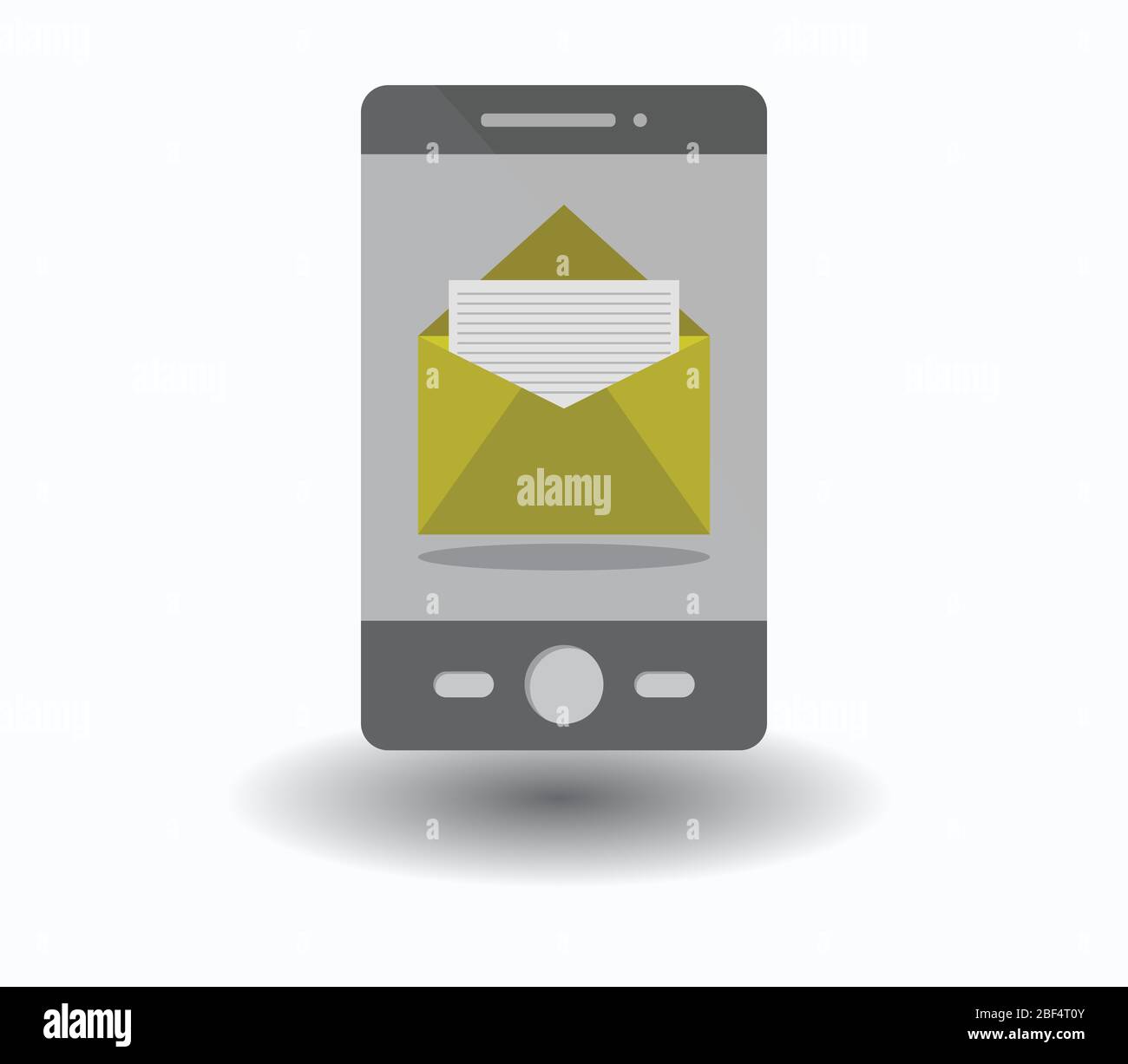 smartphone icon and letter illustrated in vector on white background ...