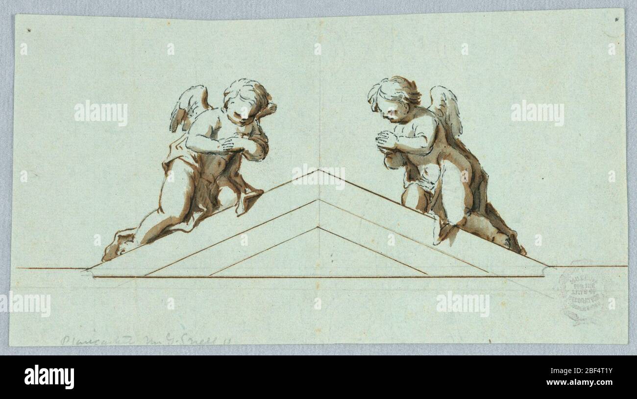 Project for an Alter with Angels and Pediment. Horizontal rectangle ...