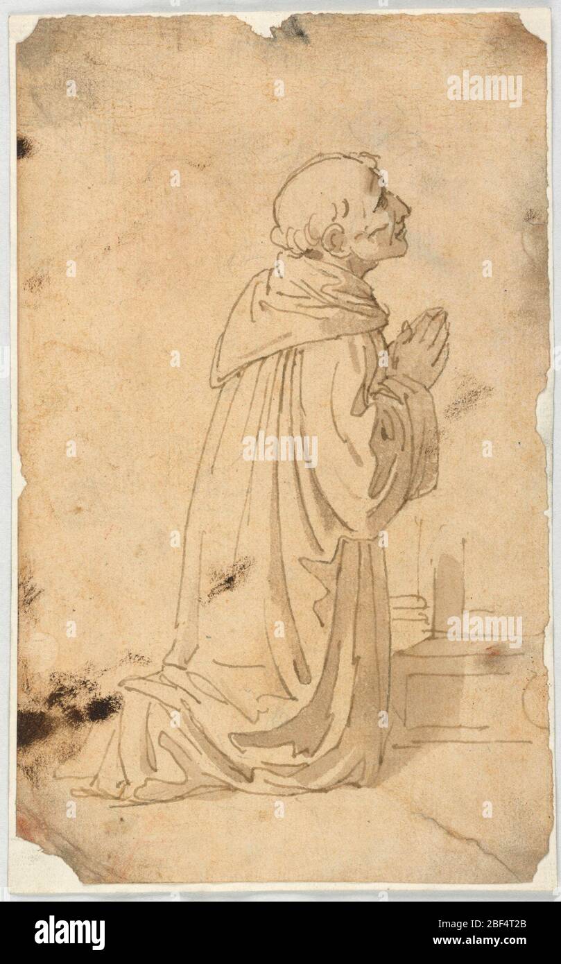 A Praying Monk. A monk kneels, facing right with hands in prayer Stock ...