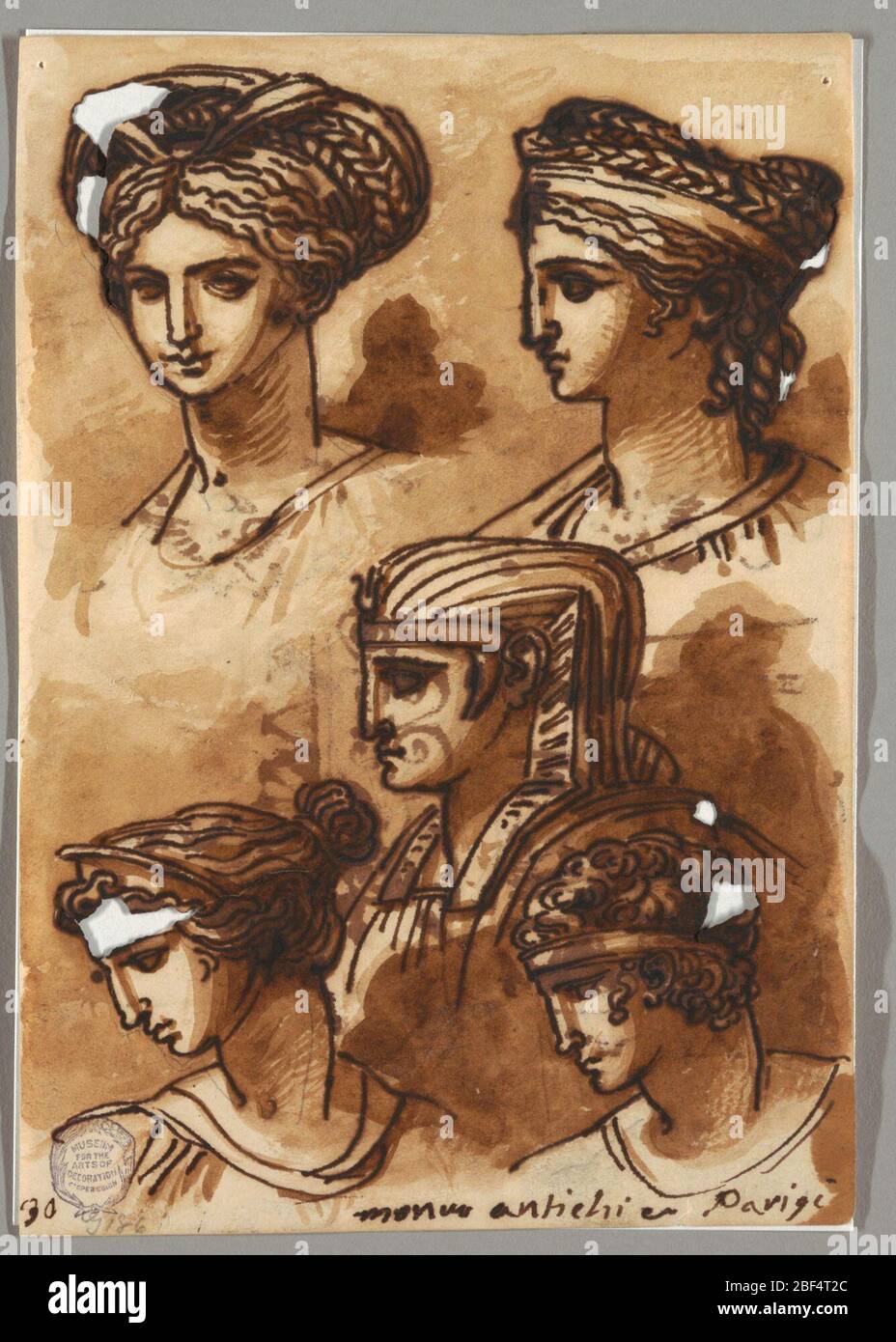 Five Heads After the Antique. Five heads arranged on page. At upper ...