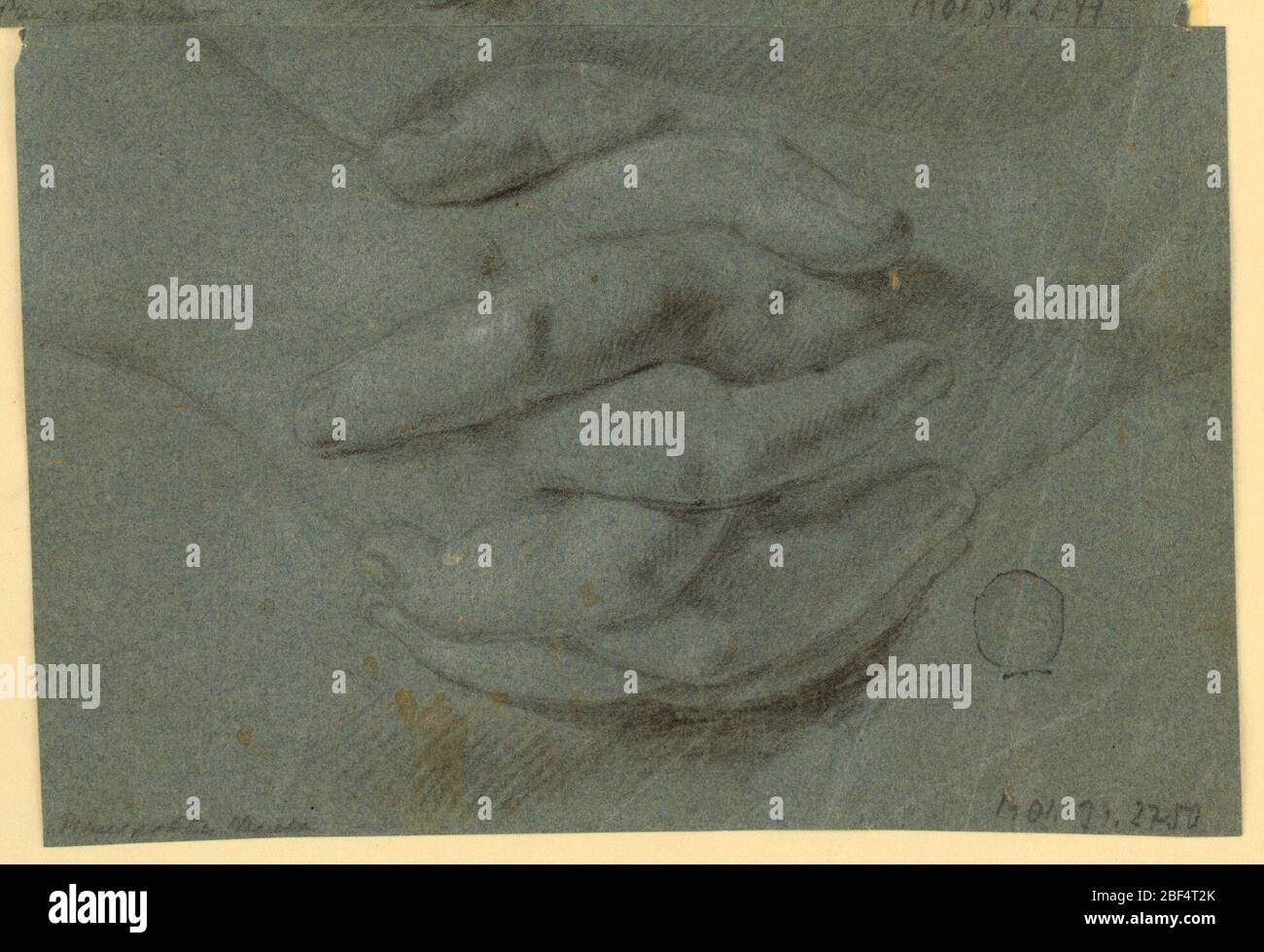 Drawing A study of folded hands. Horizontal composition of folded hands ...