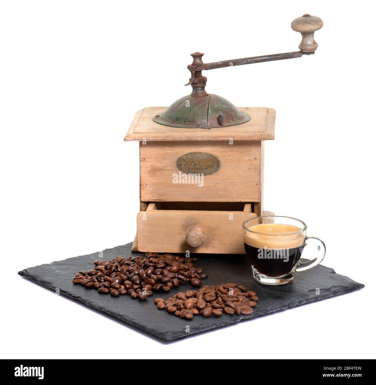 coffee grinder in front of white background Stock Photo - Alamy