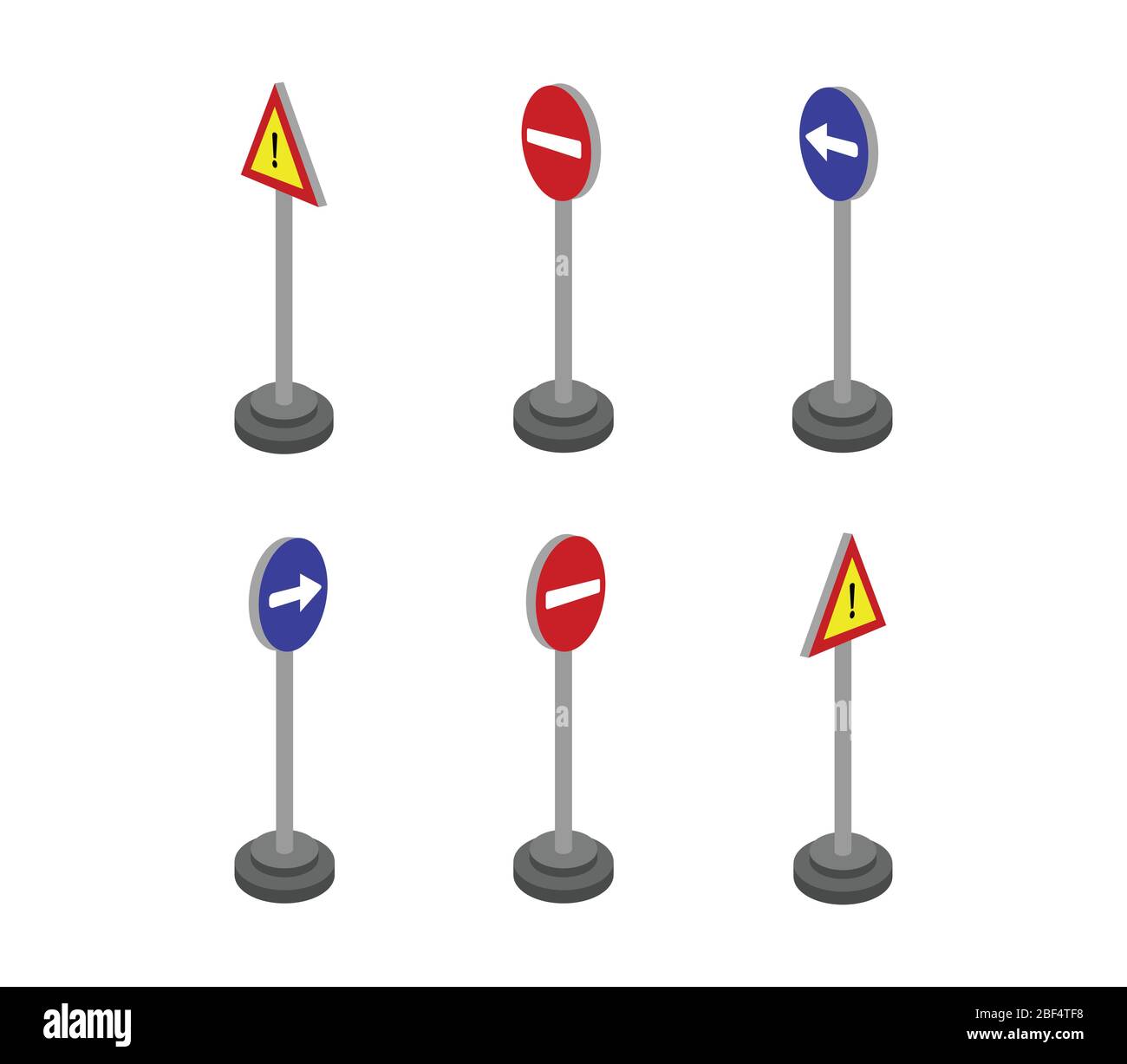 isometric road signs icon illustrated in vector on white background ...