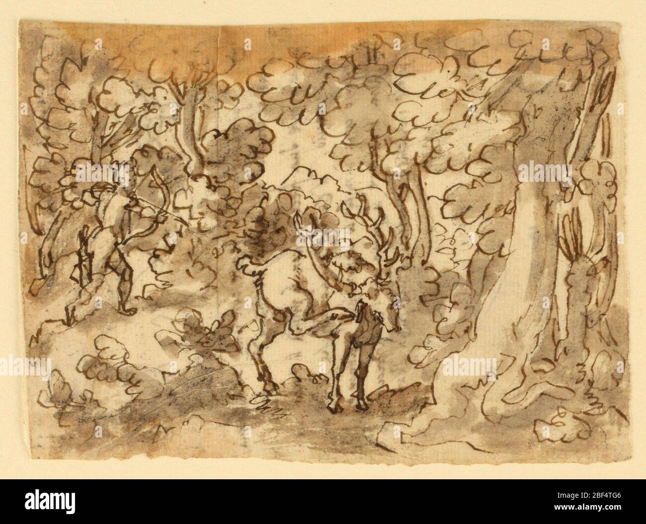 Sketchbook Page Stag Hunt in Persia recto Stag Hunt by Luigi Alamanni ...