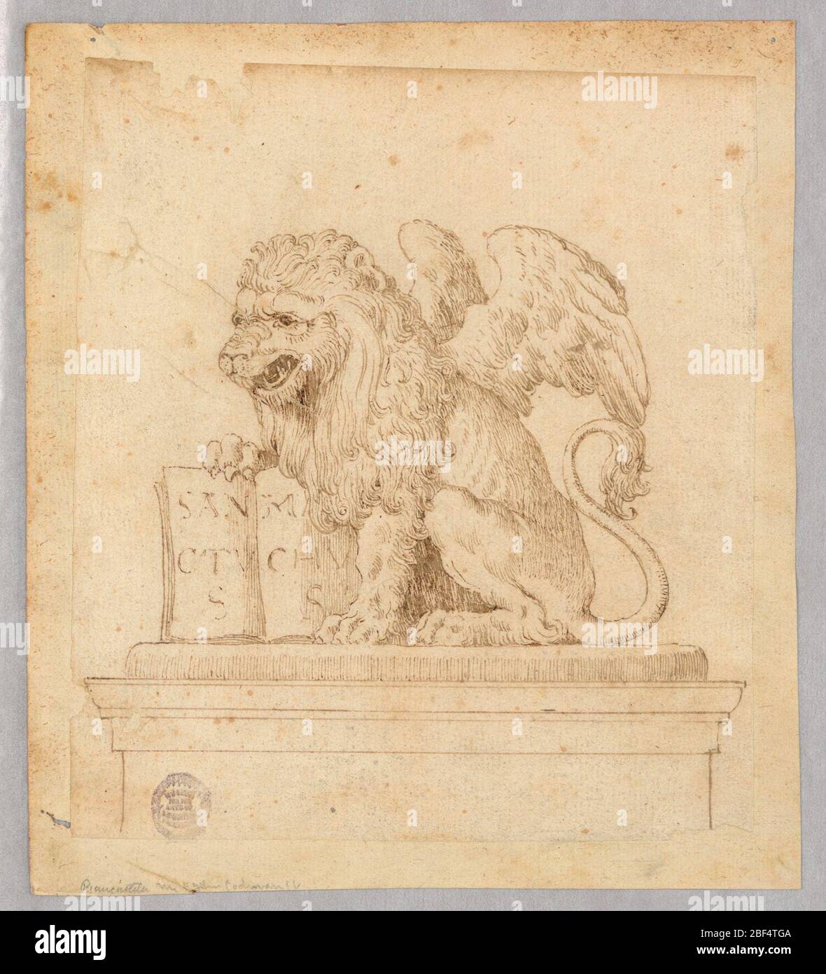 Design for Sculpture of the Winged Lion of Saint Mark. On a plinth, the ...