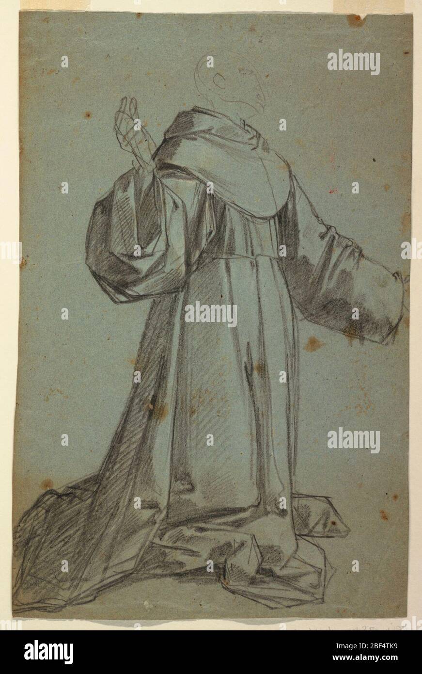 Sheet with Sketch of a Monk. Horizontal rectangle illustrating two ...