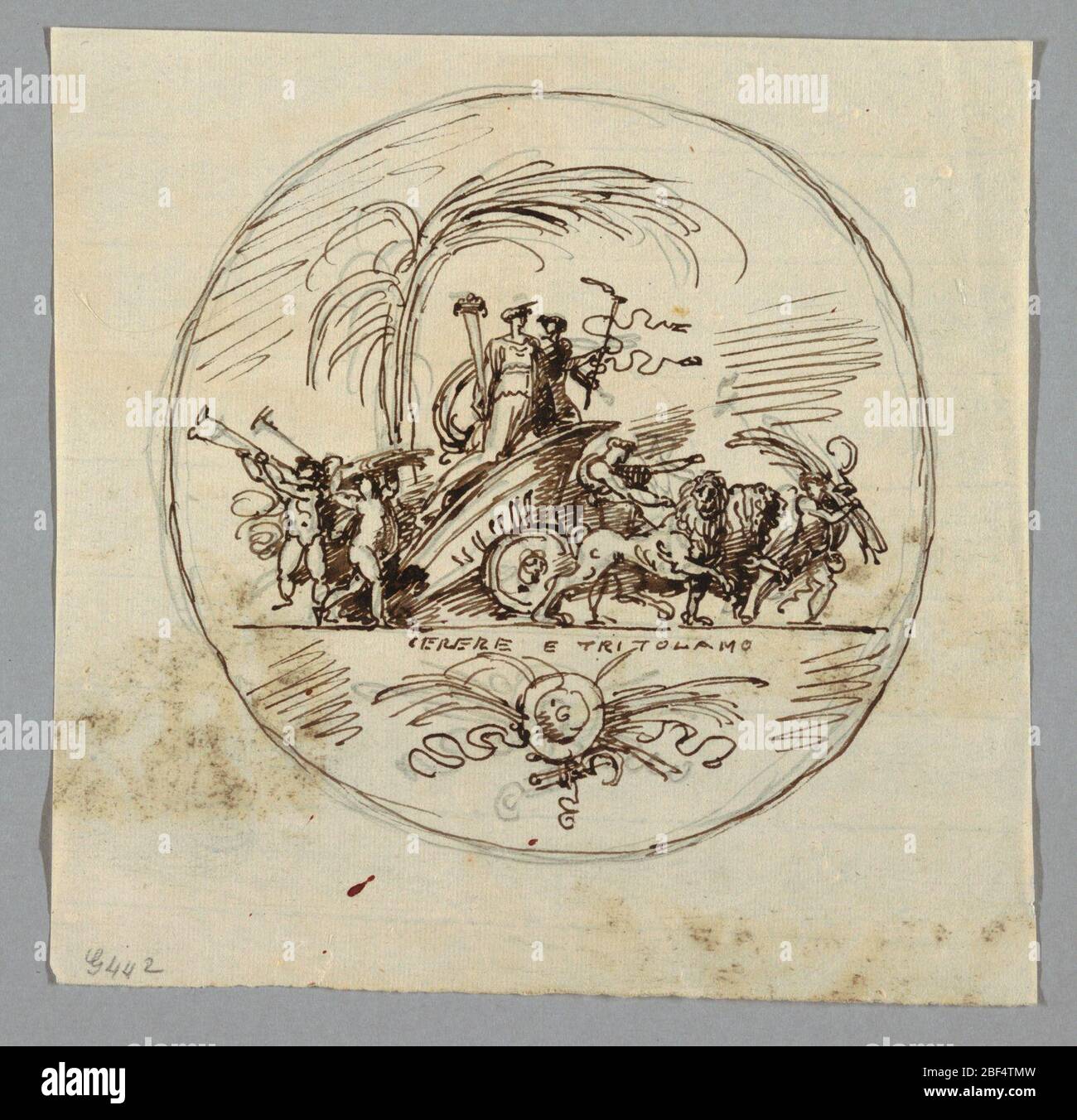 Ceres and Triptolemus. Roundel design showing scheme for medal with ...