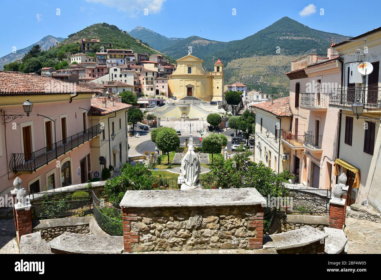 A square between the old houses of Roccagorga, a rural village in the ...