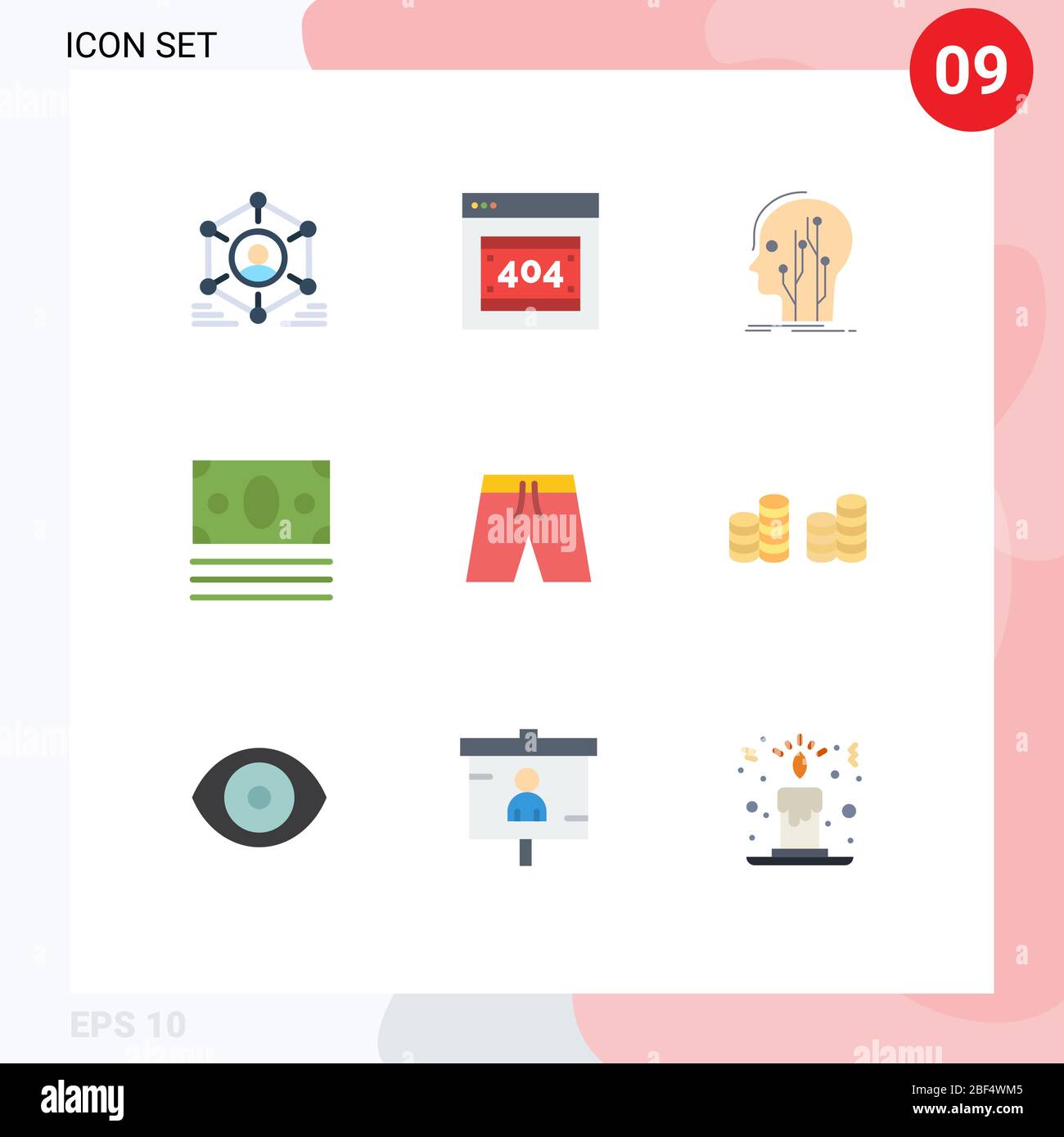 9 Creative Icons Modern Signs and Symbols of shopping, money, server ...