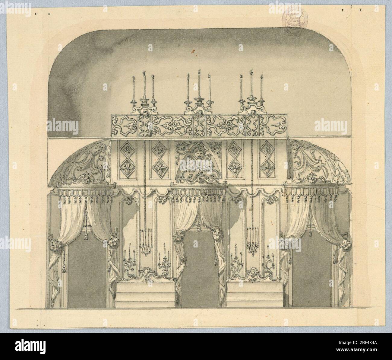 Project for the Interior of a Room. Elevation of a room with three ...