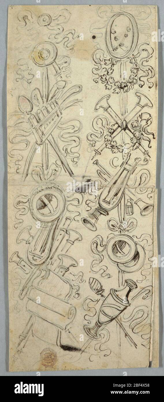 Musical Trophies. Vertical rectangle showing designs for musical ...