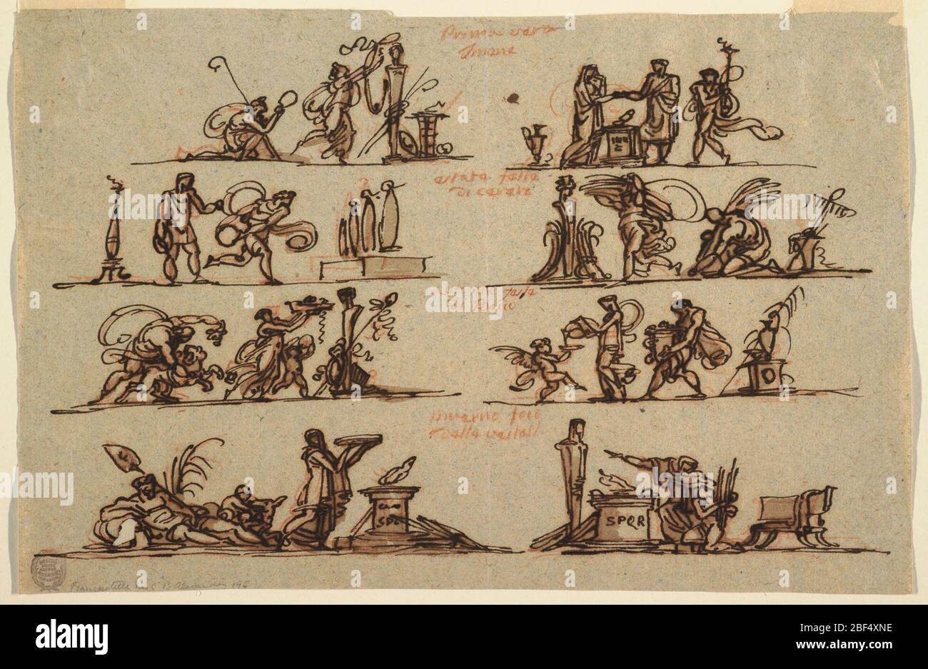 Eight Sacrificial Scenes. In four rows, caption above. Top row, left ...