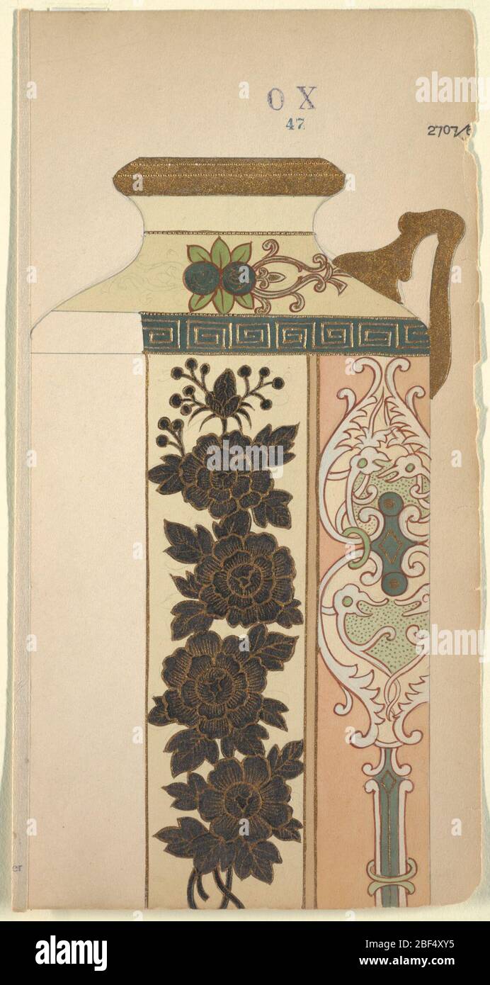 Design for a Jug. Design for a jug or ewer with molded handle, thick ...