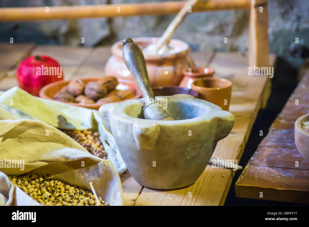 traditional country cuisine and medieval medicine, ingredients ...