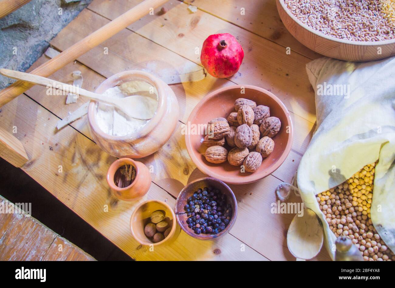 traditional country cuisine and medieval medicine, ingredients ...