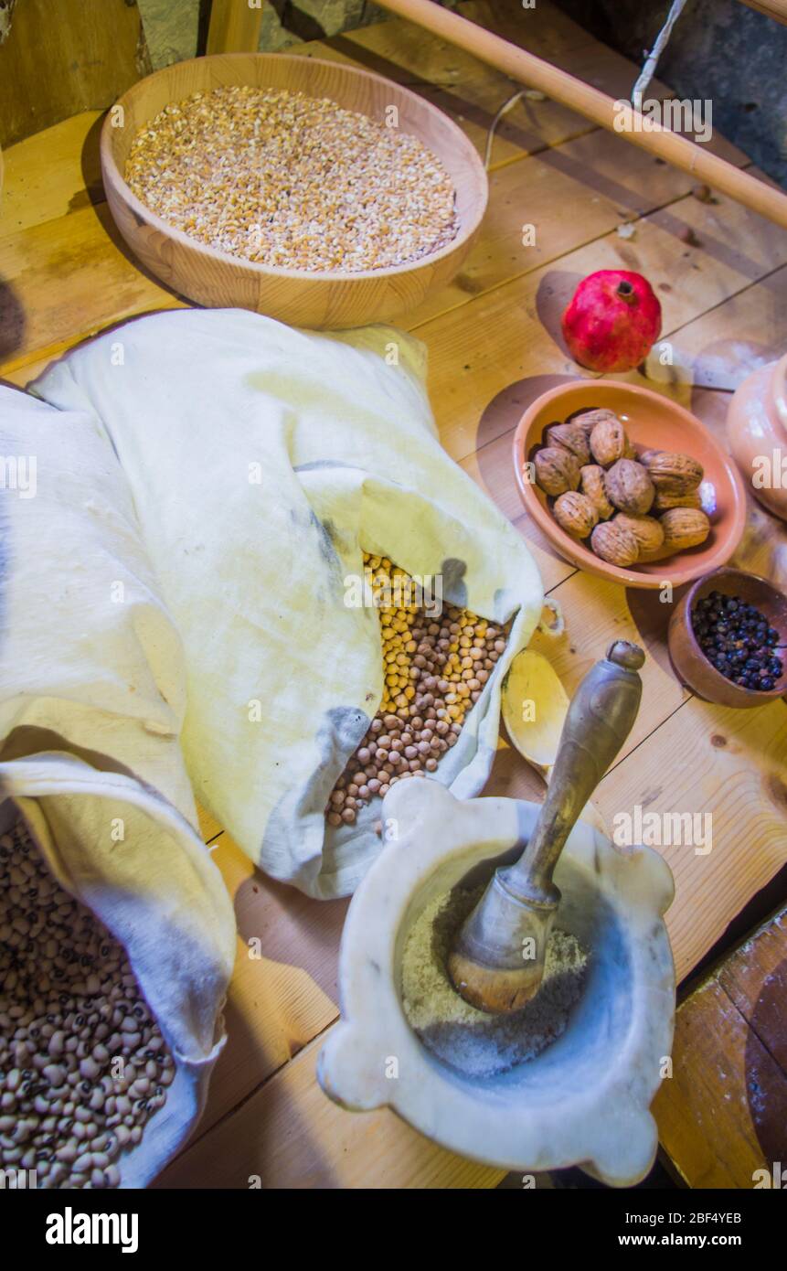 traditional country cuisine and medieval medicine, ingredients ...