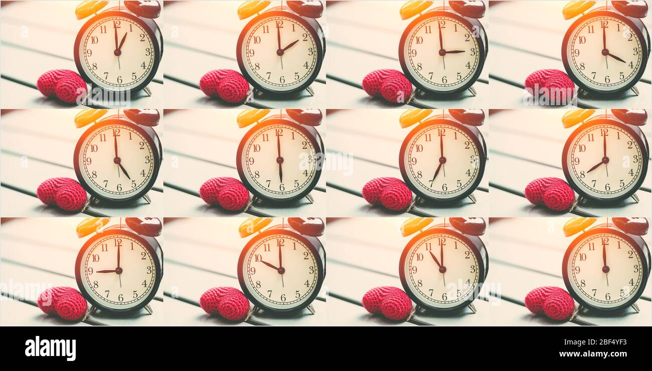 Bell alarm love clock with red heart romantic vintage tone group ...