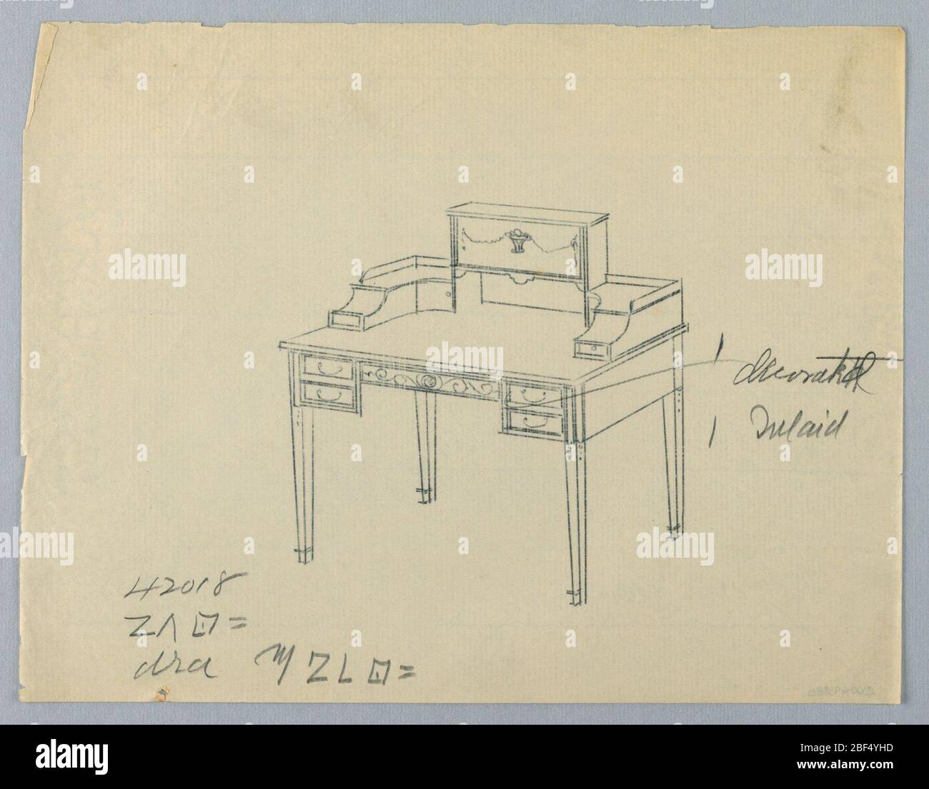 Tracing of Design for Rectangular Writing Table with Decorated Inlay ...