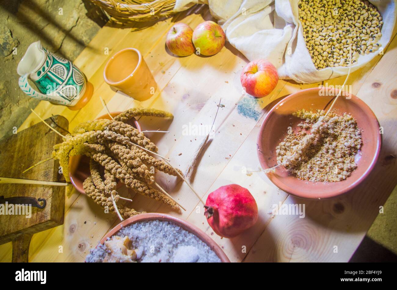 traditional country cuisine and medieval medicine, ingredients ...