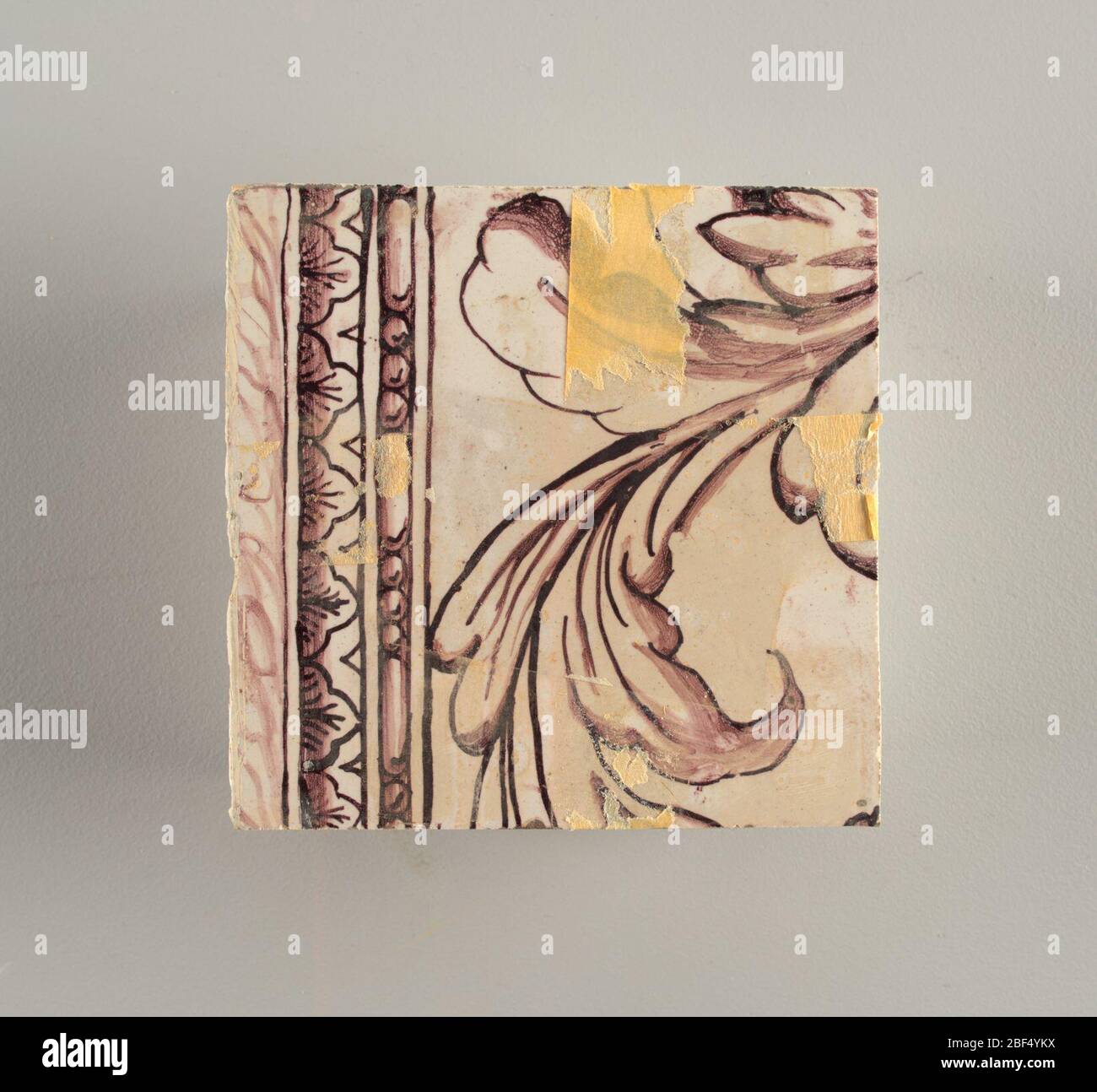 Wall facing. Two vertical rectangles, twenty-three tiles high. A) Nine ...