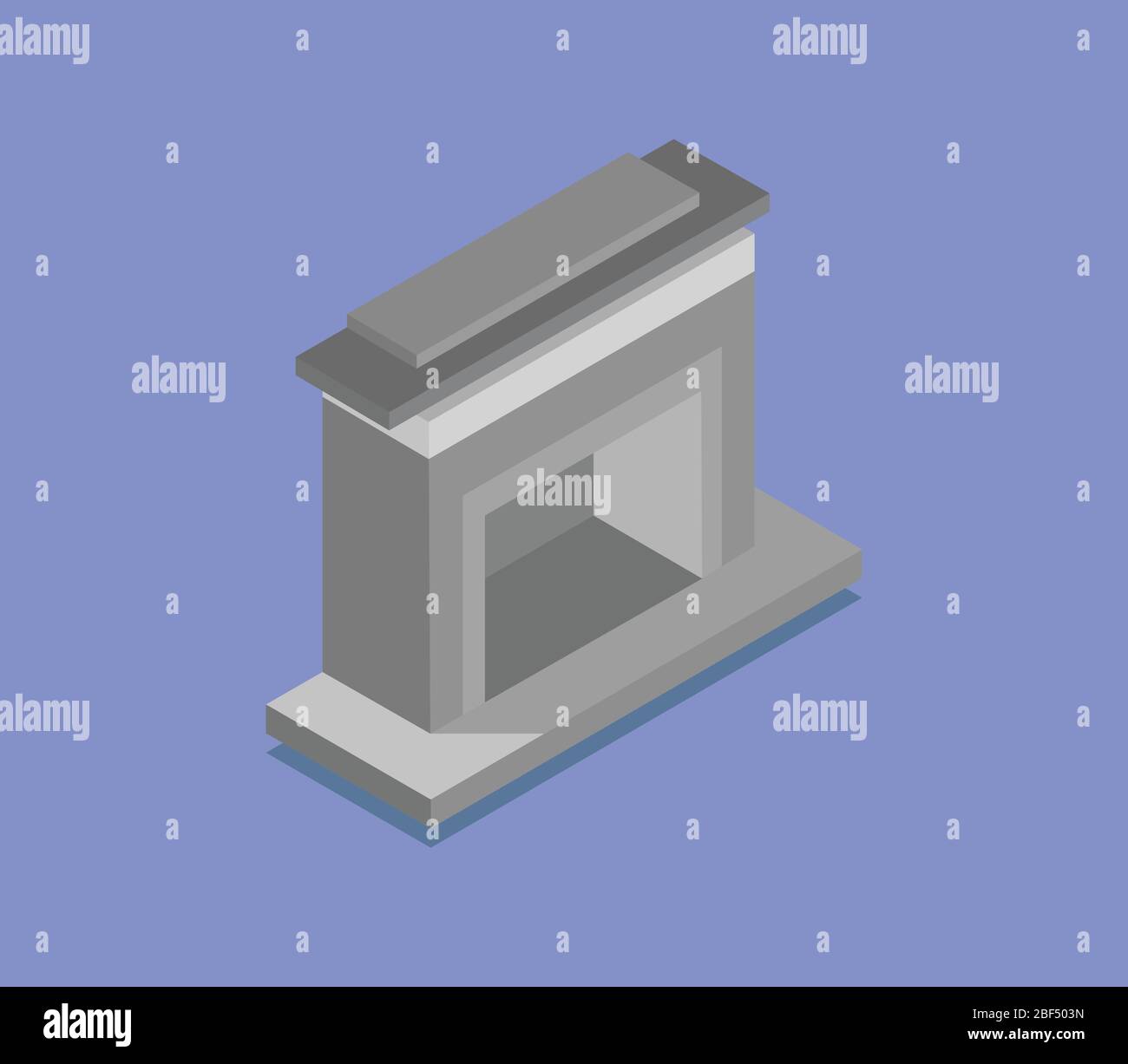 isometric fireplace icon illustrated in vector on white background ...