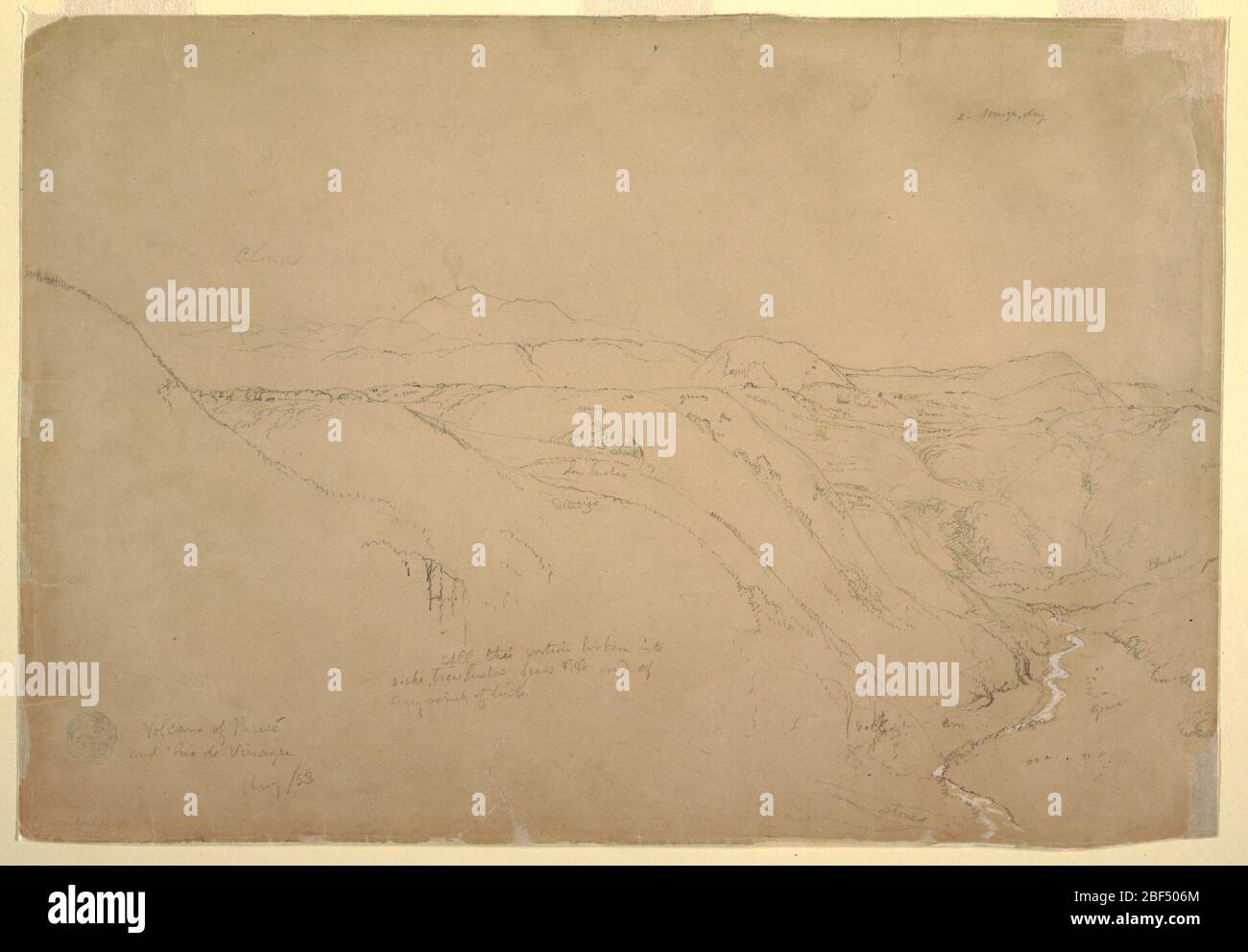 Volcano Pures and the Rio de Vinagre Purese Colombia. Horizontal view ...