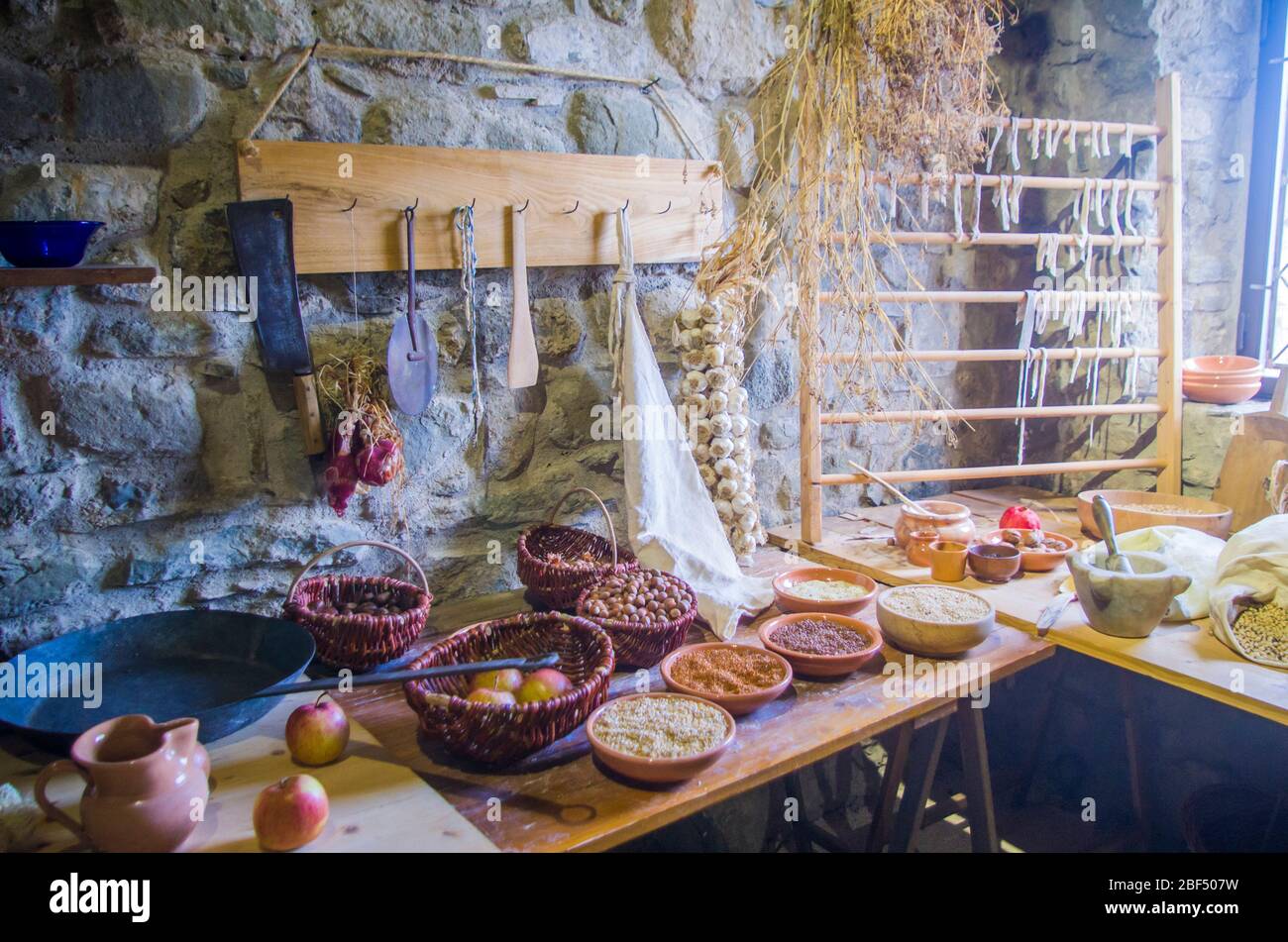 traditional country cuisine and medieval medicine, ingredients ...