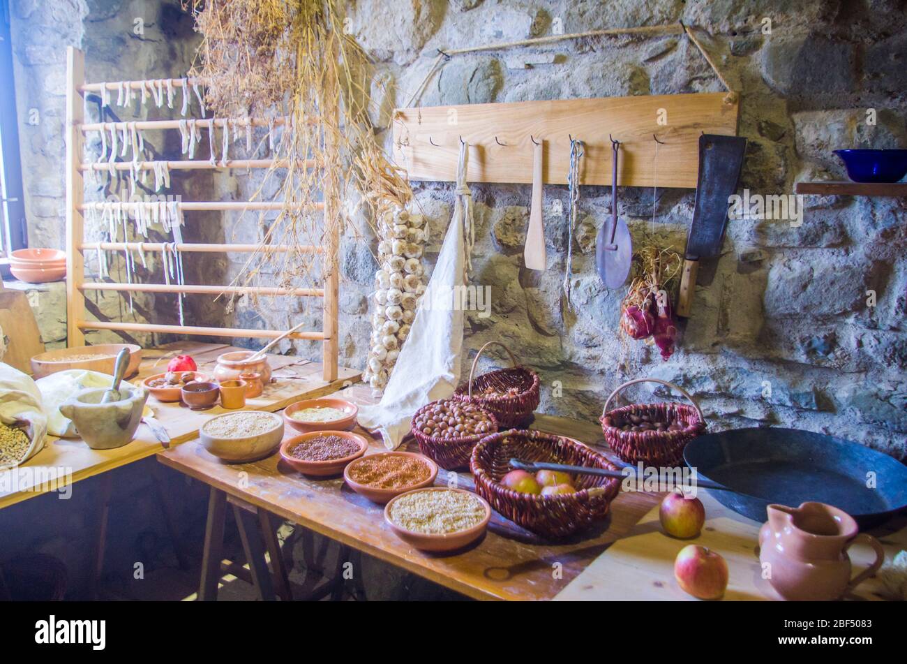 traditional country cuisine and medieval medicine, ingredients ...