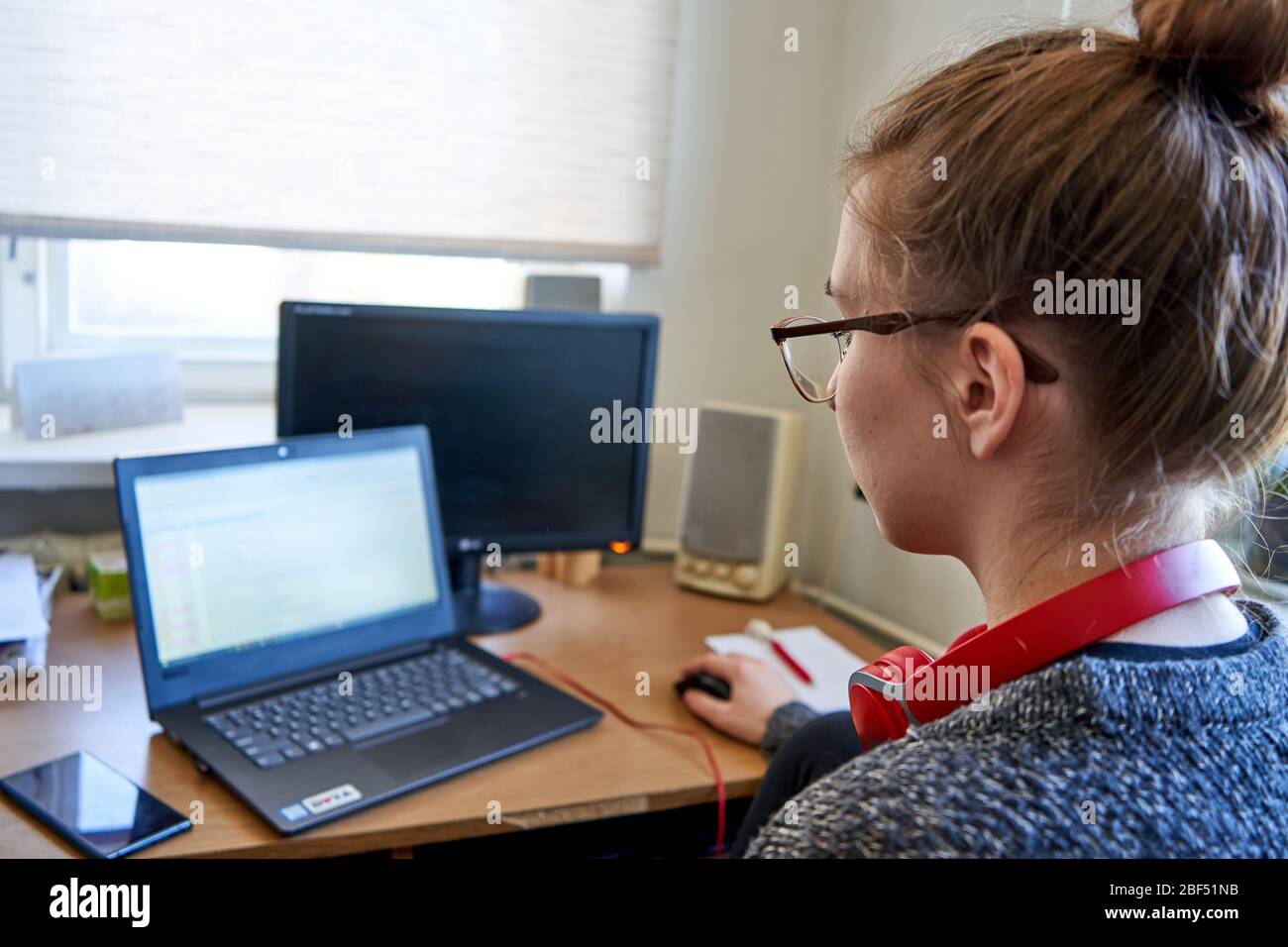 Student is studying and learning at home Stock Photo - Alamy