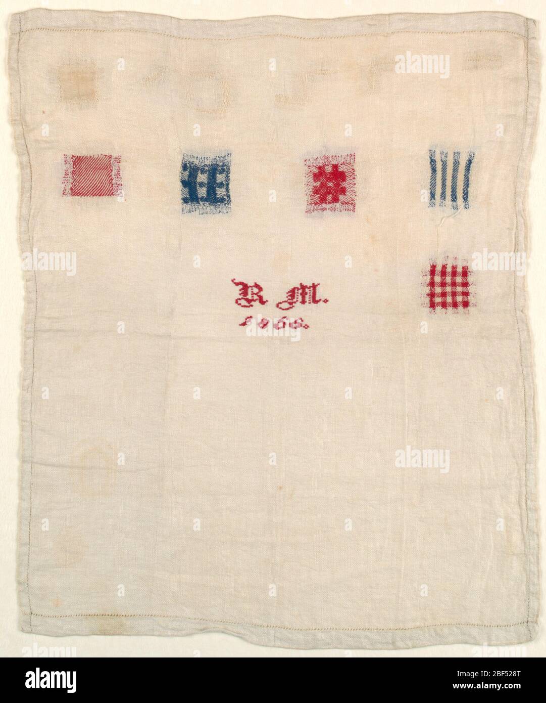 Darning sampler unfinished. Twelve squares of pattern darning at the ...