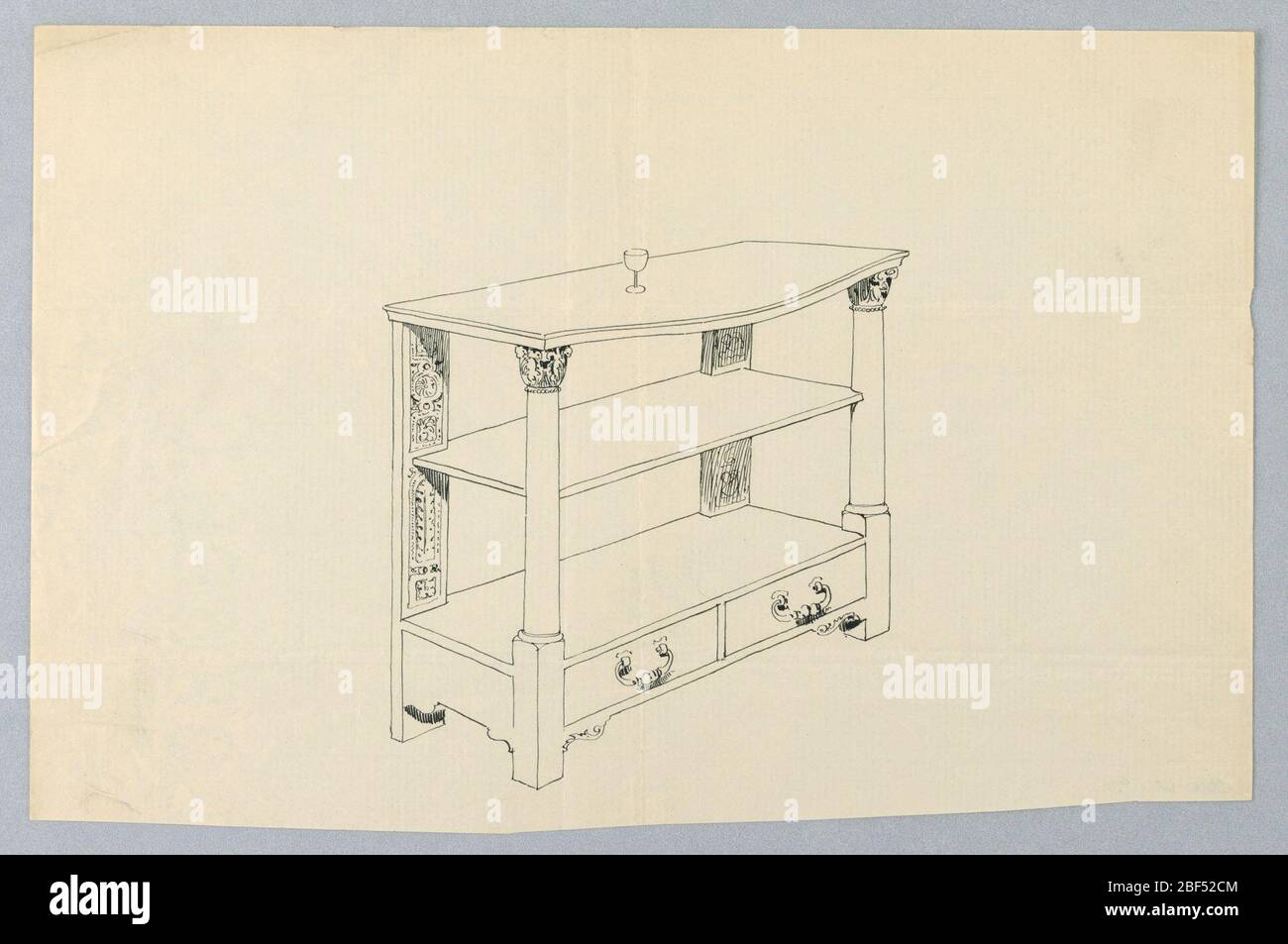 Design for Side Serving Table with two shelves adorned by two ...