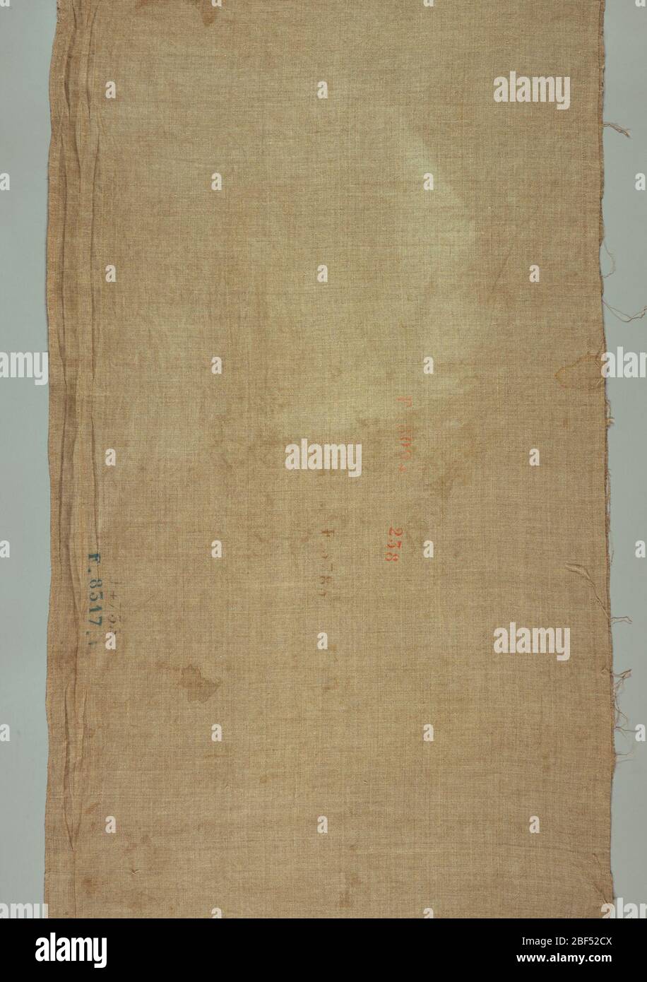 Textile with cloth marks. Length of unbleached linen with merchants ...