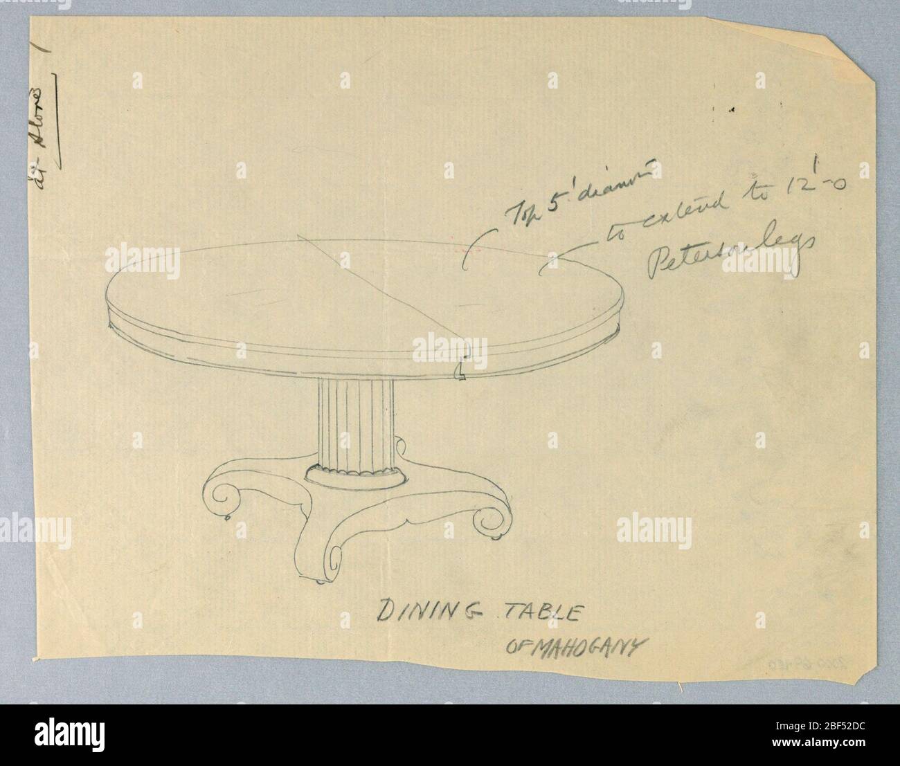 Design for a Round Dining Table of Mahogany on ScrollLike Feet. Round ...