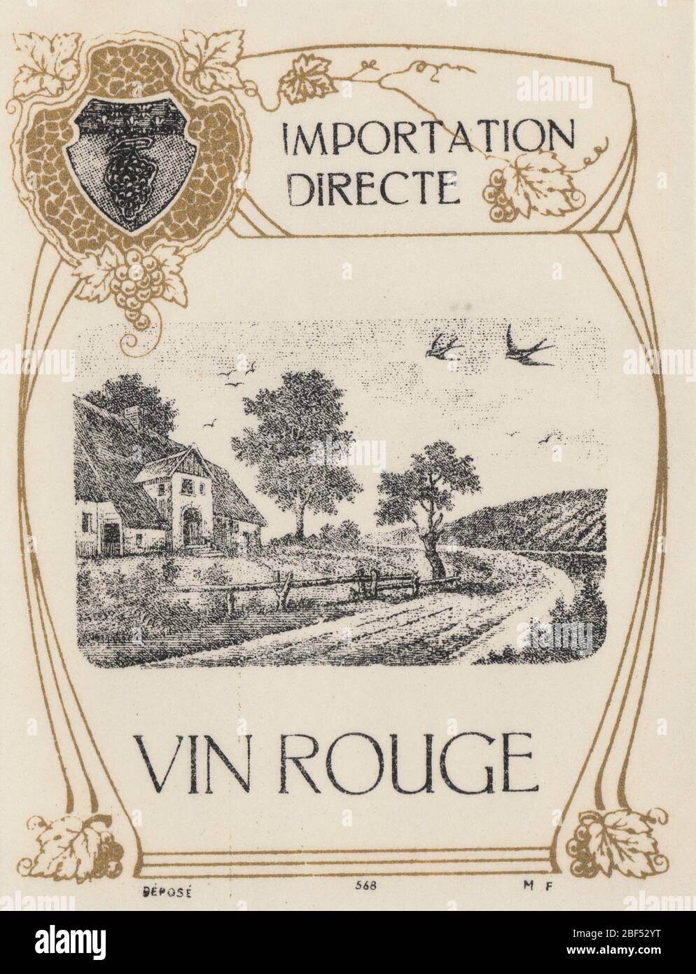 Set of 2 unused vintage wine label from a Vin Rouge Tours, with ...