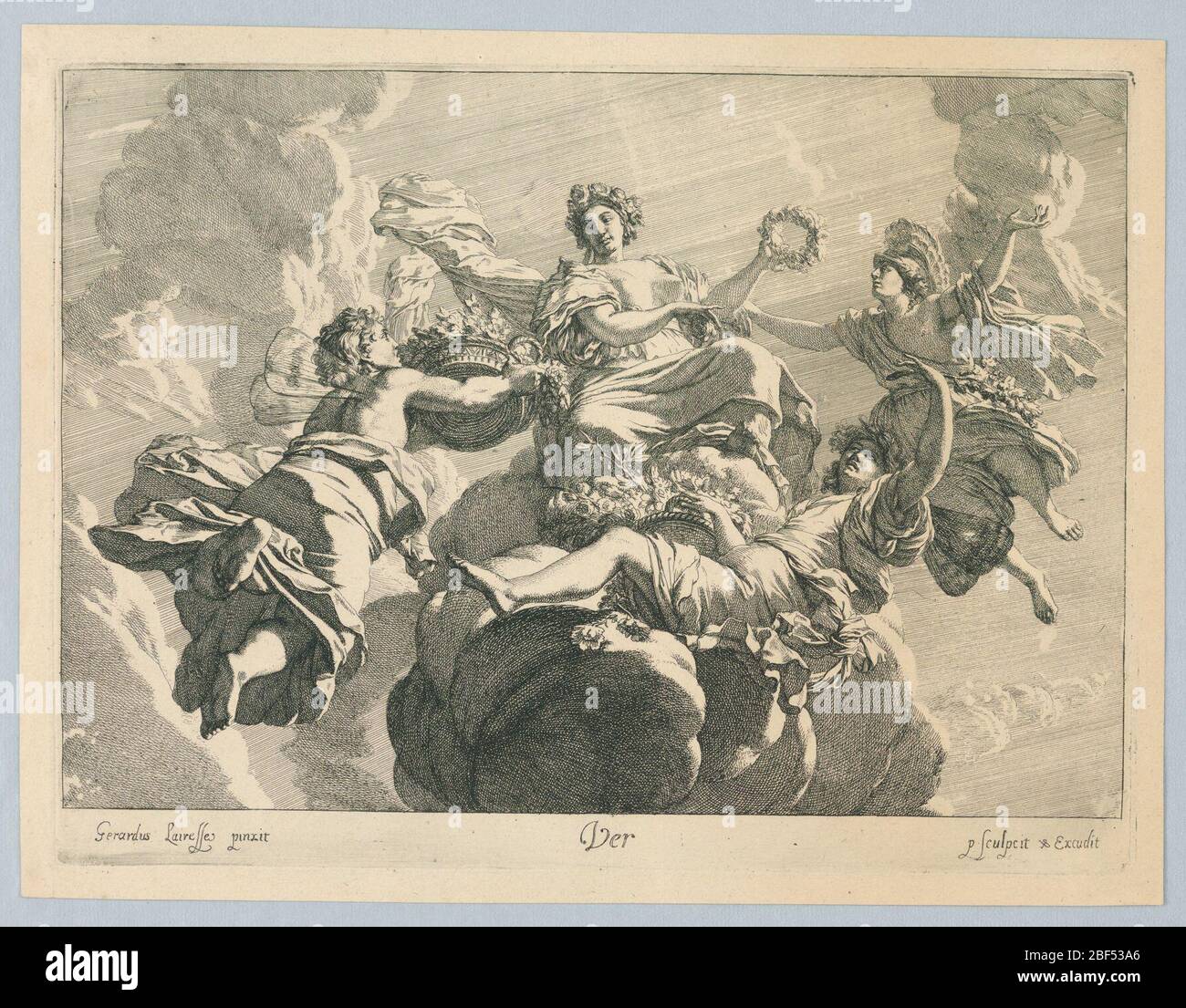 Ver Spring. Spring seated on a cloud, surrounded by 3 nymphs with ...