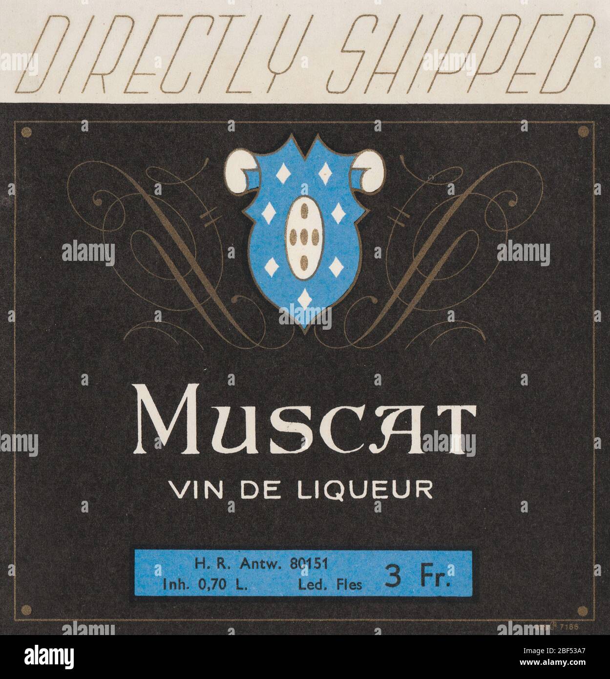 Unused and rare vintage label from a Muscat wine, vin de liqueur Stock ...