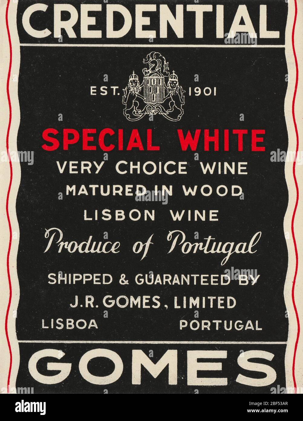 Unused and rare vintage label of Portuguese Port Wine Credential White ...