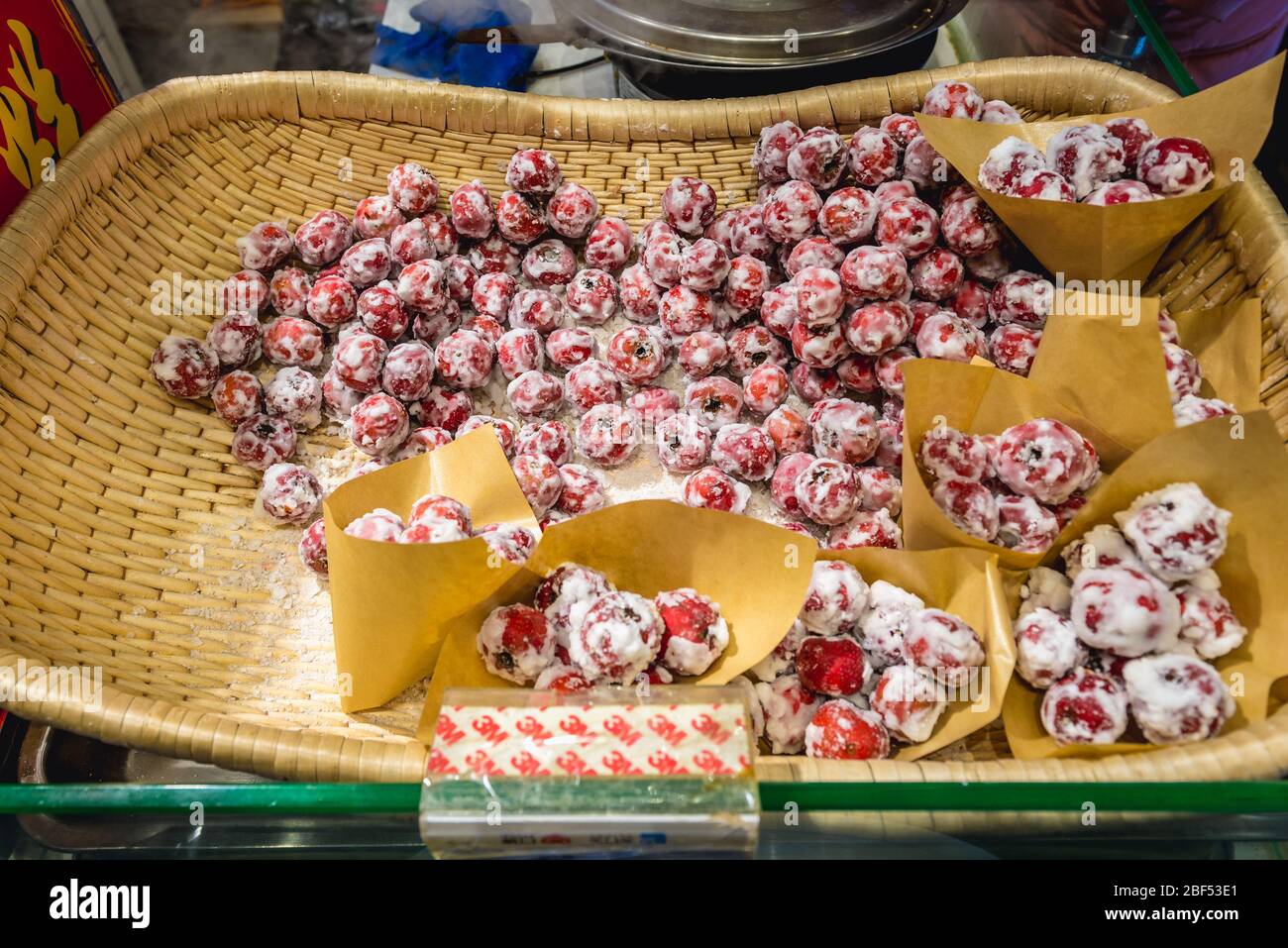 Sugared hawthorns at Dashilan Commercial Street in area of Qianmen ...