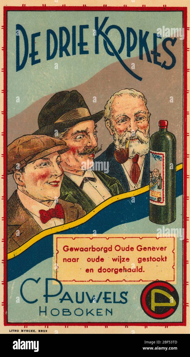 Rare stylish unused and new decorated vintage jenever label from gin ...