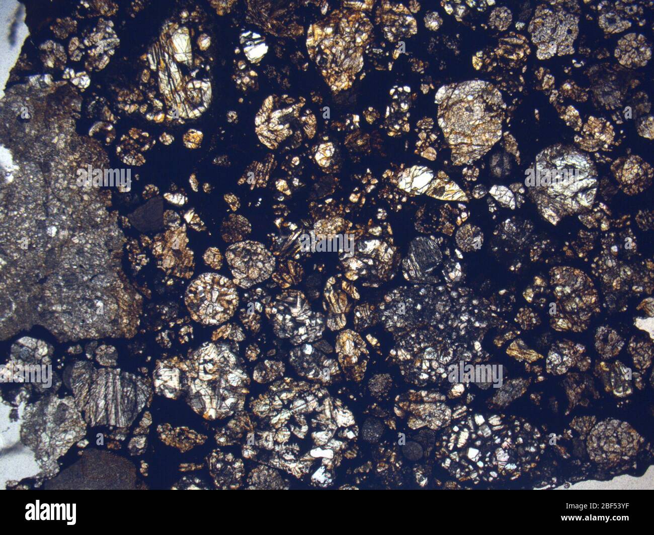Micrograph of MET 01051,2 meteorite under plane-polarized light at 1 ...