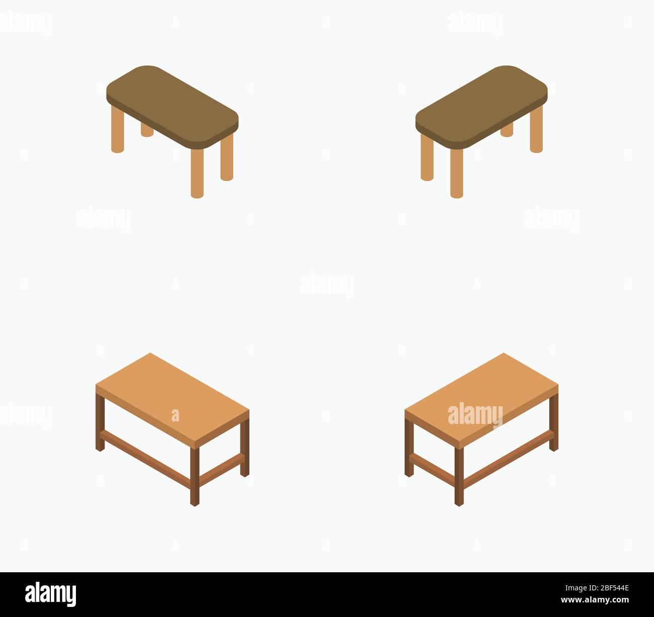 isometric wooden table icon illustrated in vector on white background ...