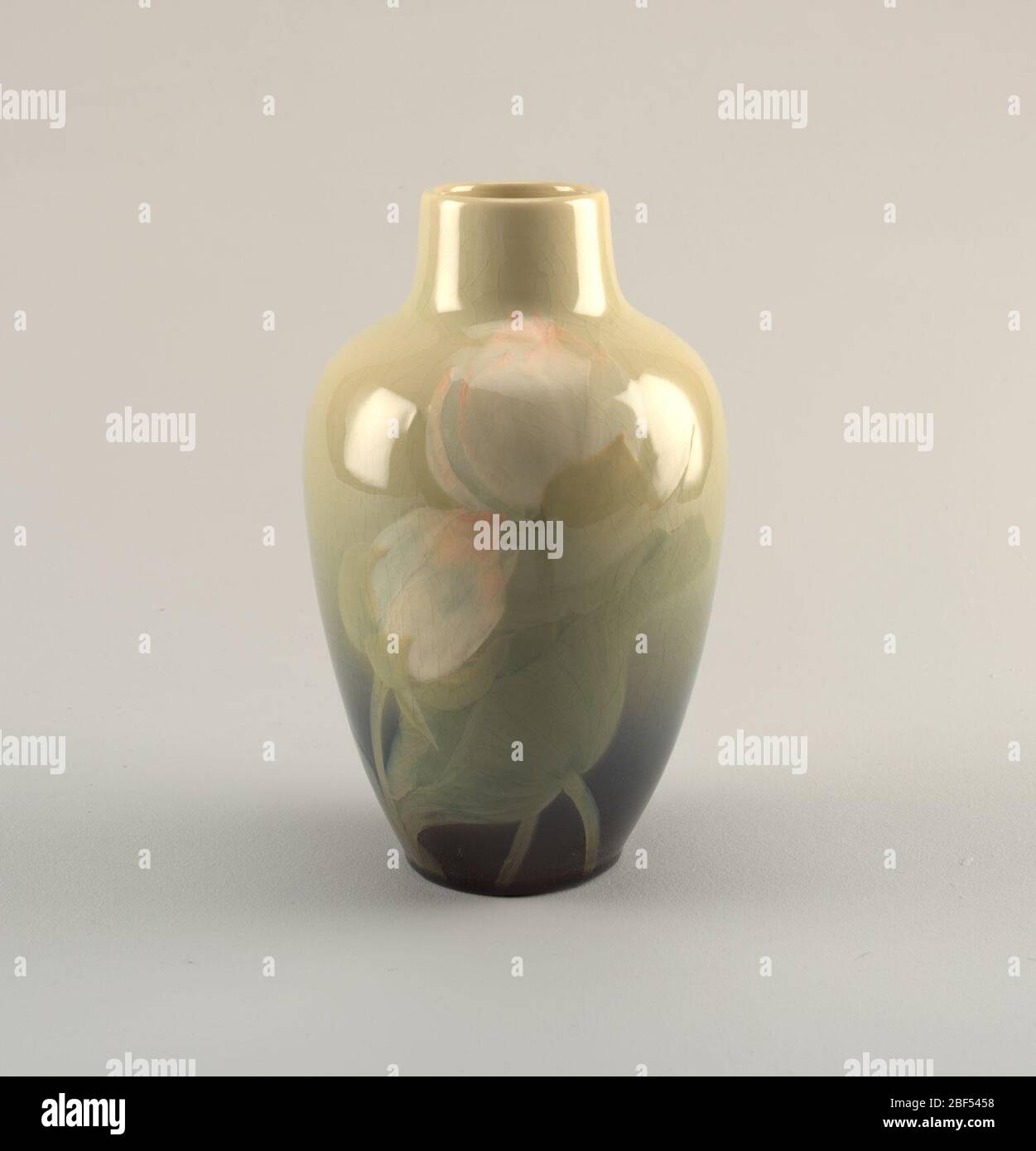 Vase. Cast white clay body. Ovoid body with raised neck; no foot ...