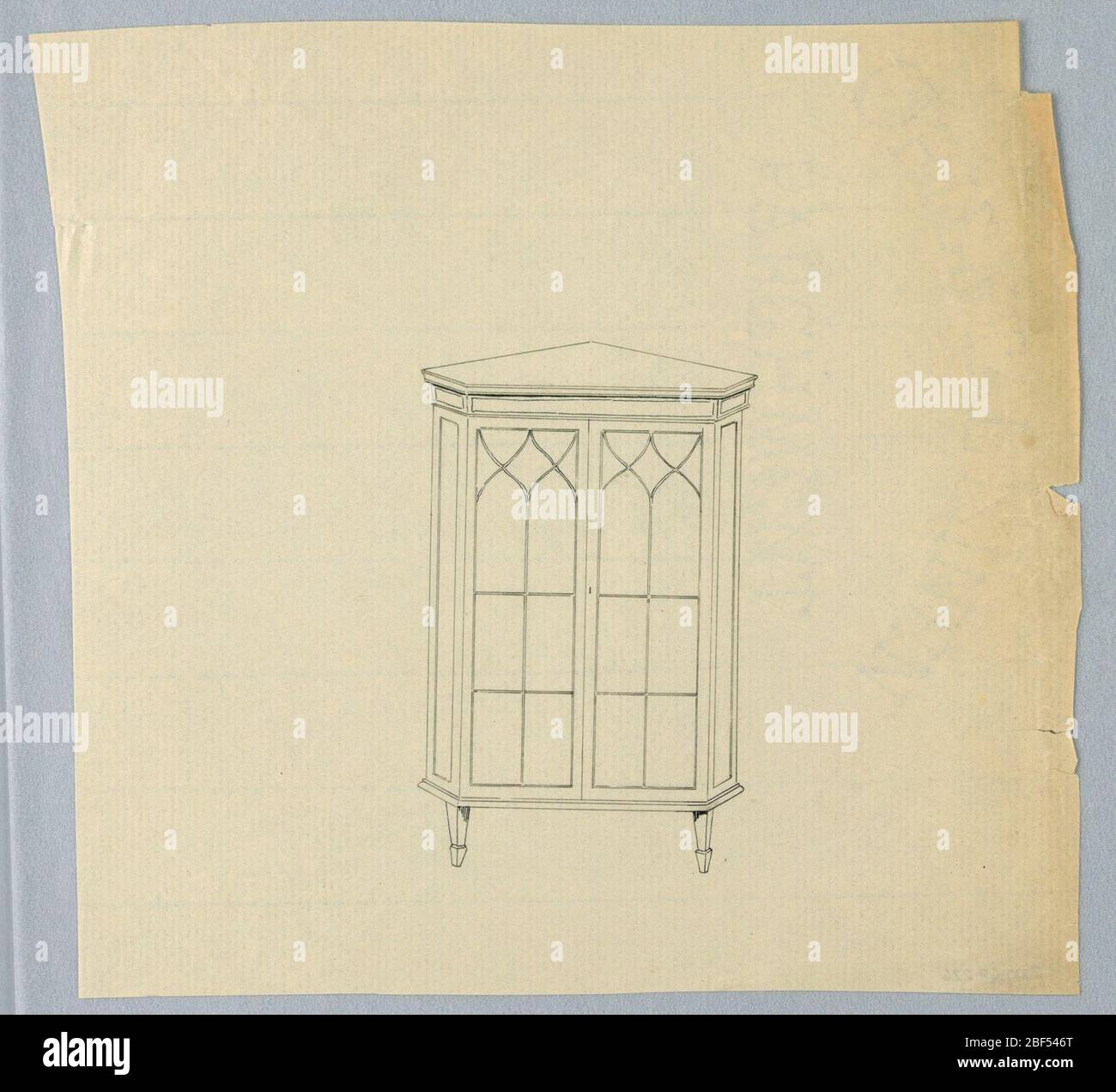 Design for Corner Cabinet with GothicStyle Glass Door Panels ...