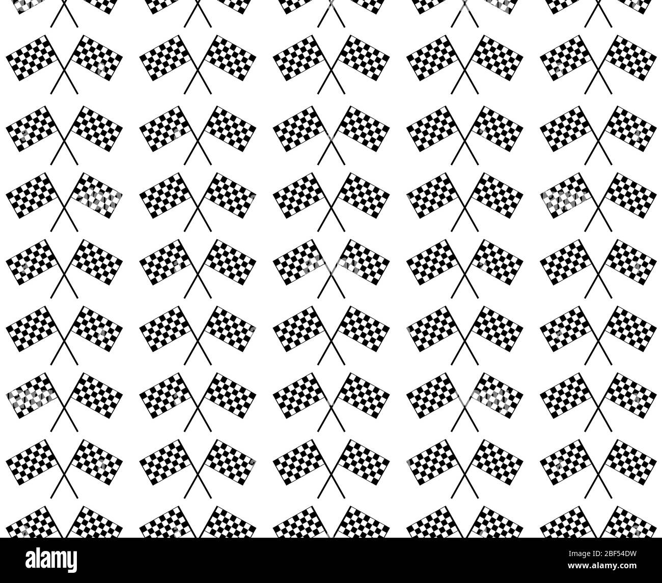 Crossed waving black and white checkered flags seamless pattern ...