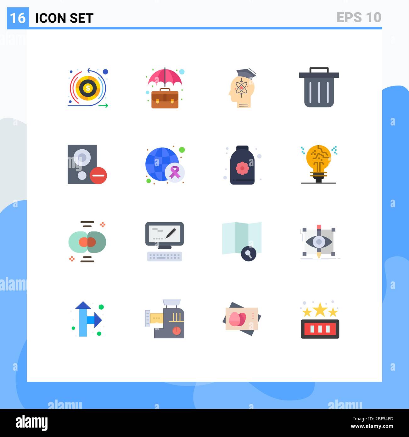 16 User Interface Flat Color Pack of modern Signs and Symbols of gadget ...